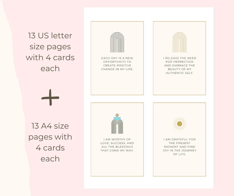 Self Help Cards Boho Style Printable Affirmation Cards Positive ...