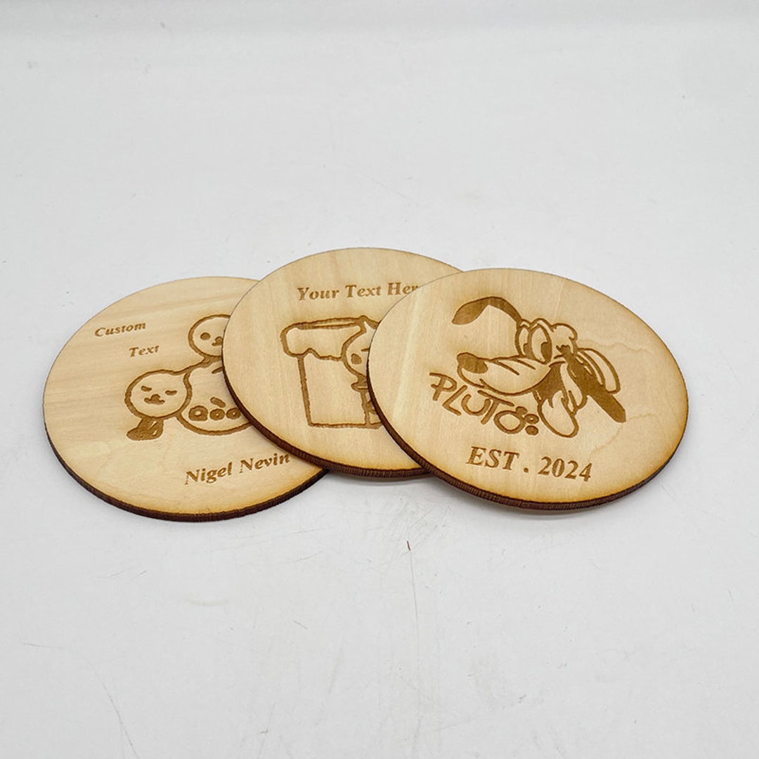 Custom Engraved Wood Coasters,personalized Wooden Coaster Set, Wedding ...