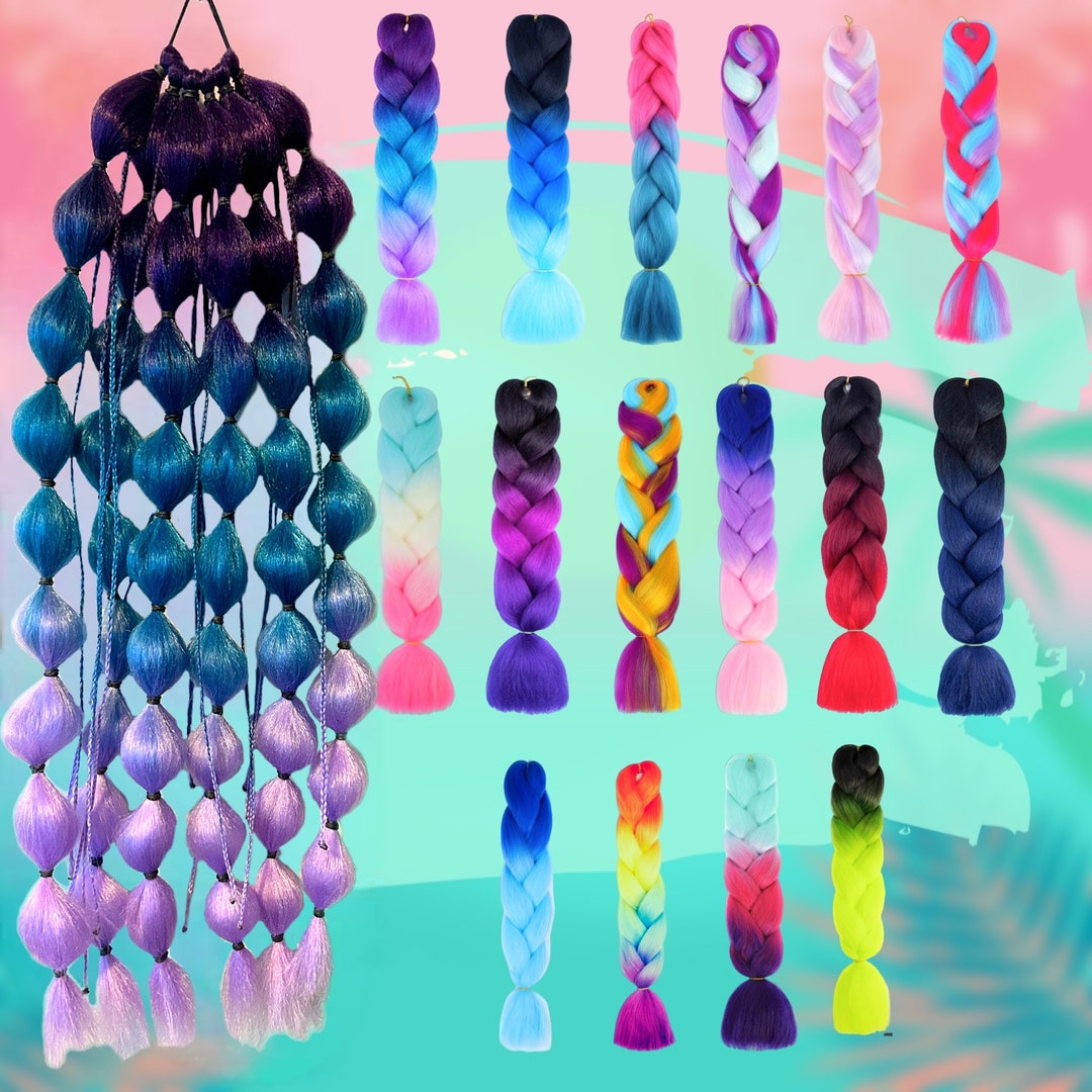 Rave Festival Bohemian Ombré Infinity Bubble Braids Set Hair - Etsy