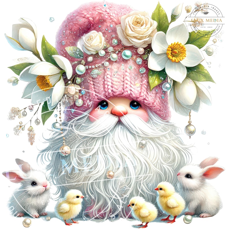 Transparent Easter Pink Gnome Clipart, Cute Gnome Clipart With Bunnies ...
