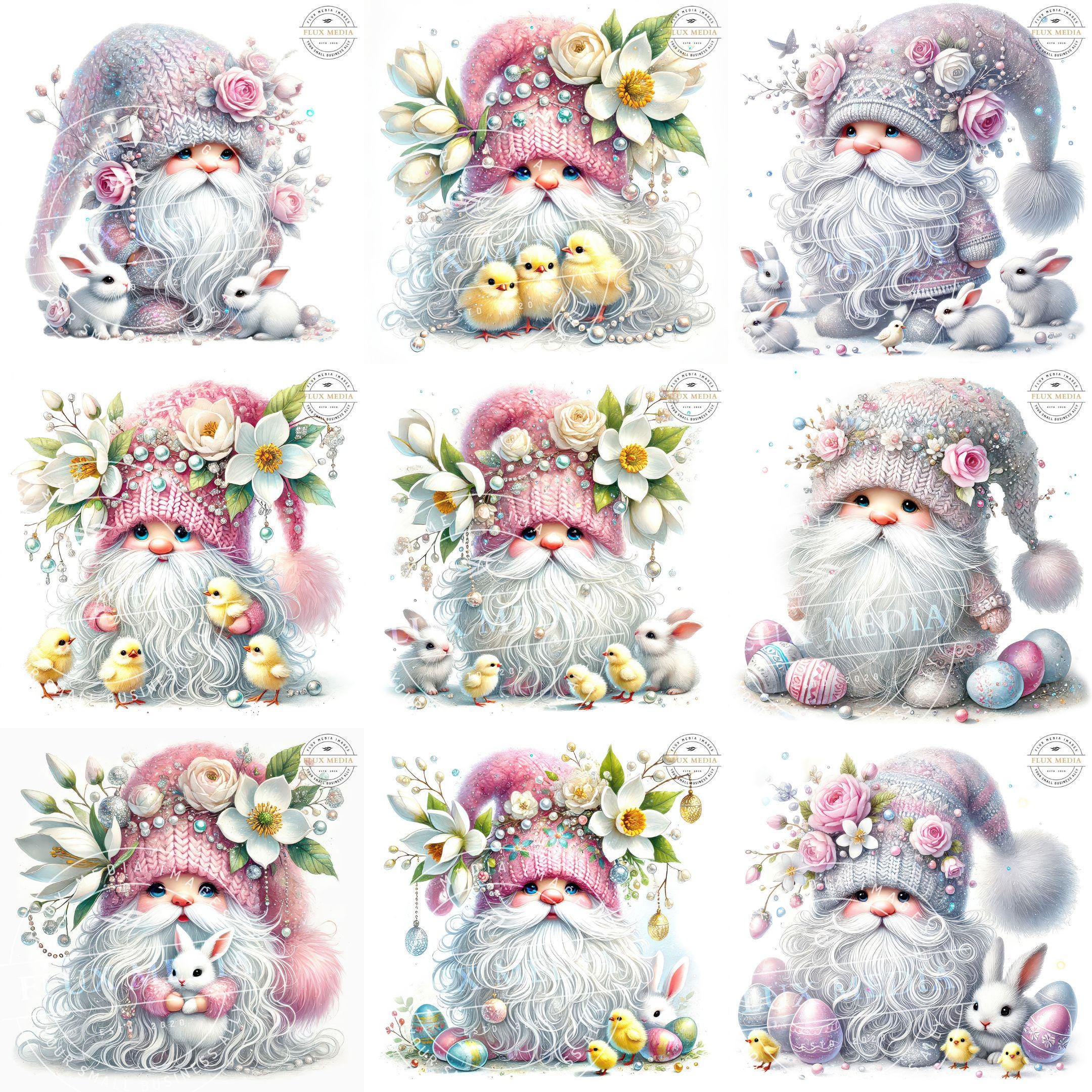 9 Easter Gnomes Clipart Bundle, Cute Gnome Clipart Withbunnies and Baby ...