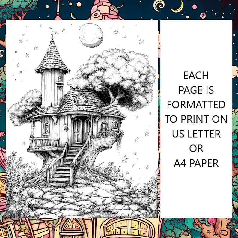 30 Fantasy Treehouses Coloring Pages, Printable Coloring Pages ...
