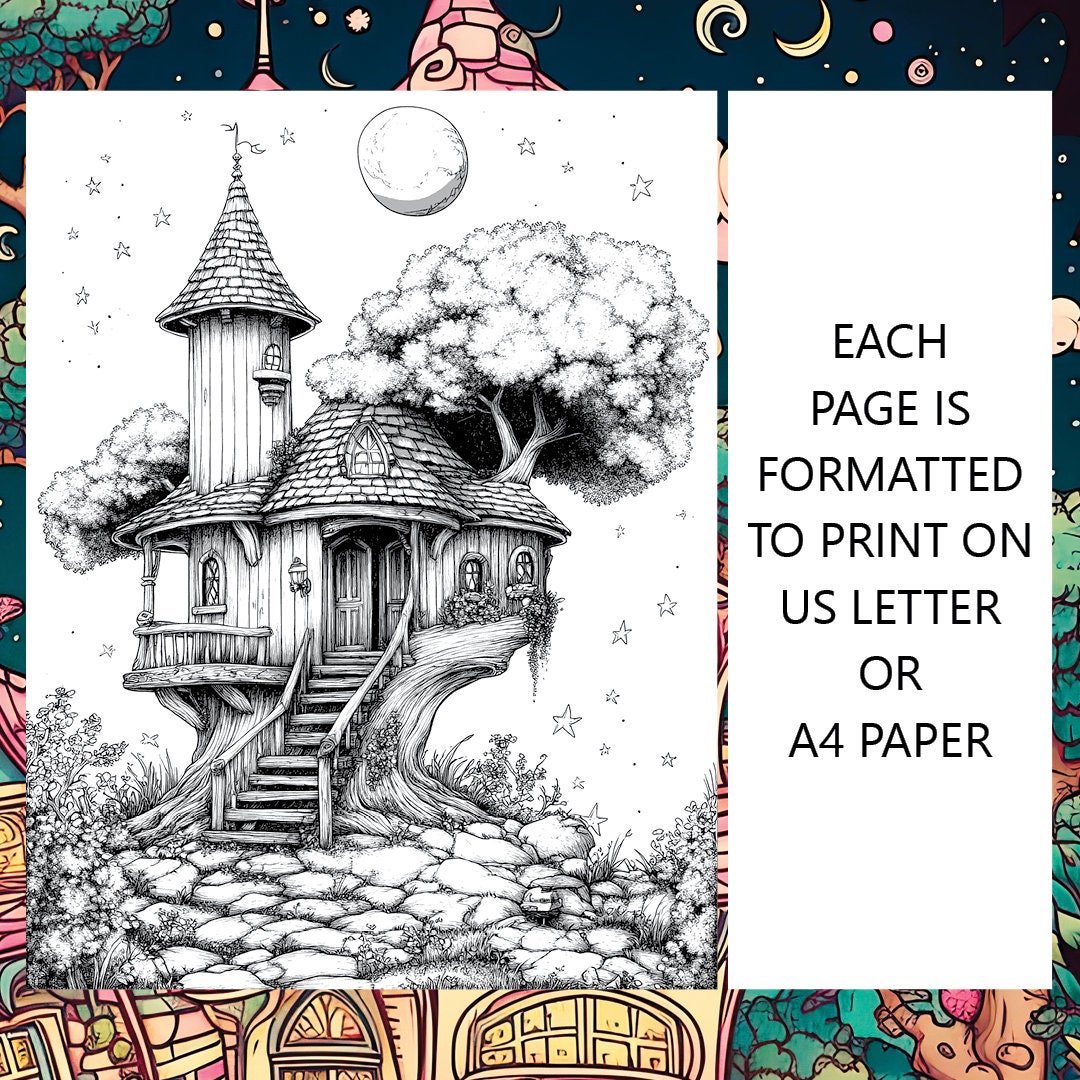 30 Fantasy Treehouses Coloring Pages, Printable Coloring Pages ...
