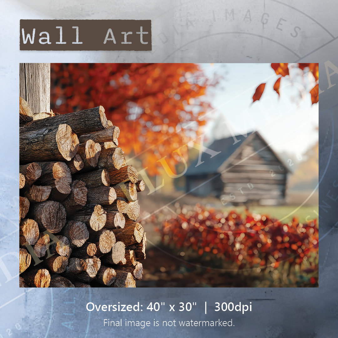 Printable Stack of Firewood in Autumn Wall Art, Sublimation Logs for ...