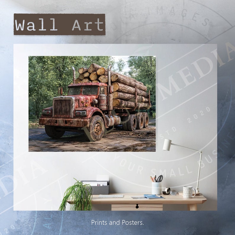 Printable Logging Truck Wall Art JPG Sublimation Logger Truck for ...