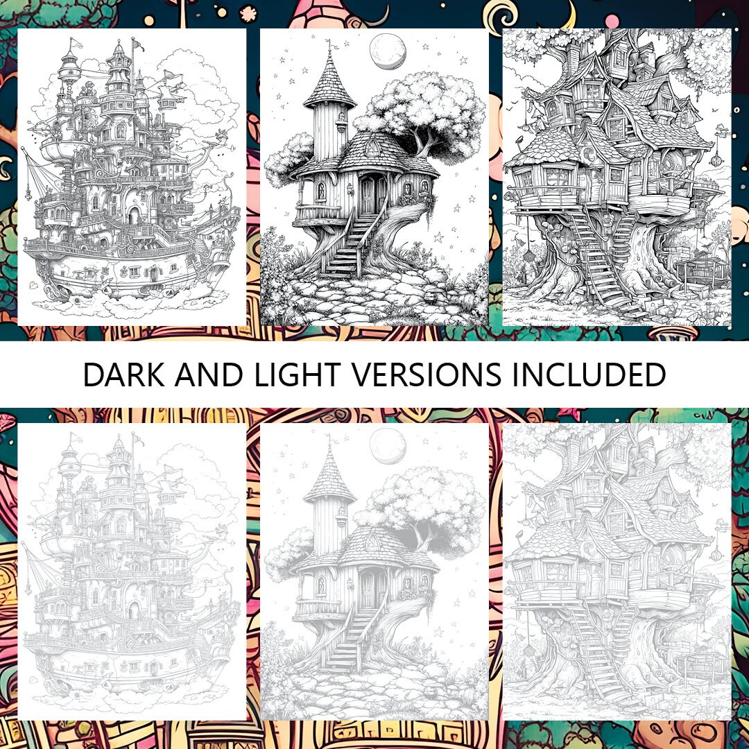 30 Fantasy Treehouses Coloring Pages, Printable Coloring Pages ...