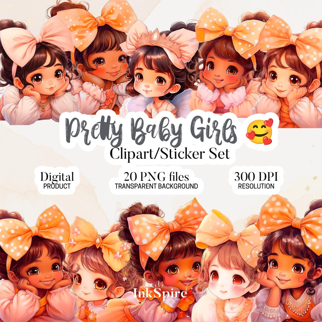 Chibi Anime Pretty Baby Girls Clipart Set | Chibi Character, Custom ...
