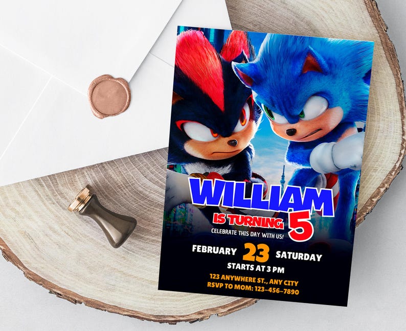 Editable Sonic Birthday Invitation | Instant Digital Boys Party Invite ...