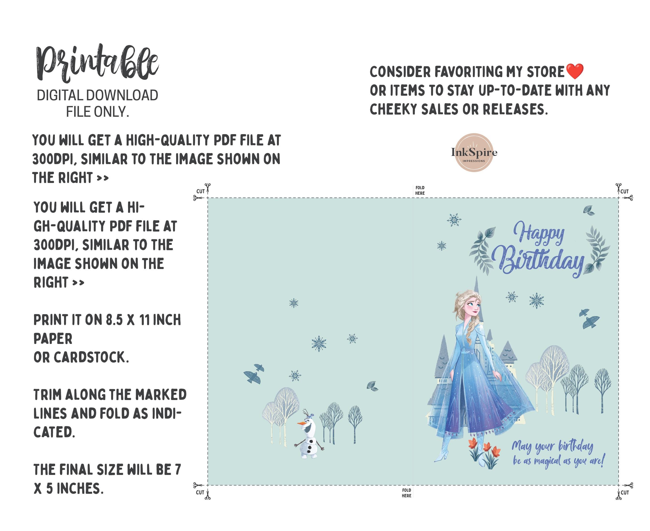 Frozen-inspired Birthday Card - Printable Front & Back Design - Blank ...