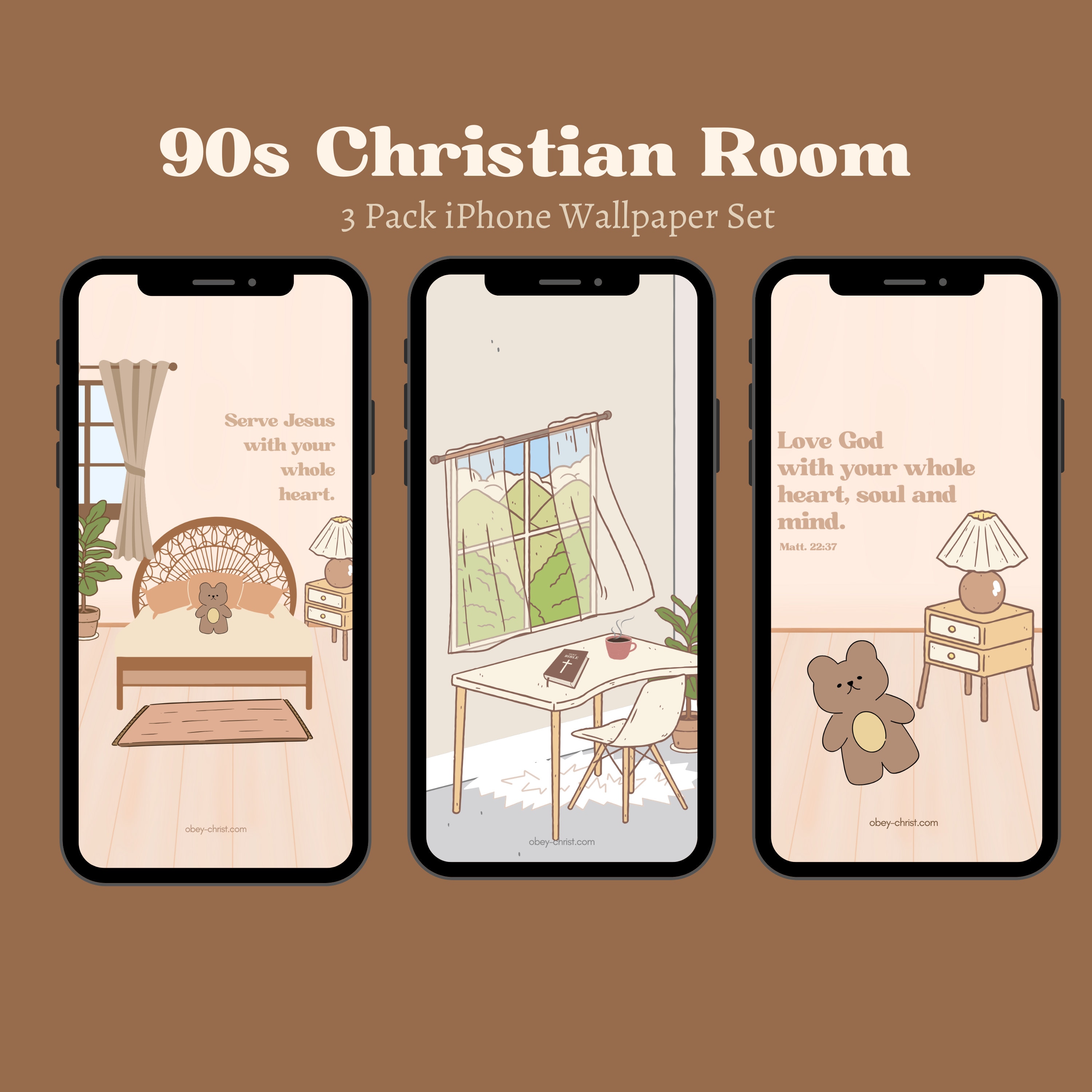 90s Christian Room Neutral Aesthetic Christian iPhone Wallpaper 3 Pack ...