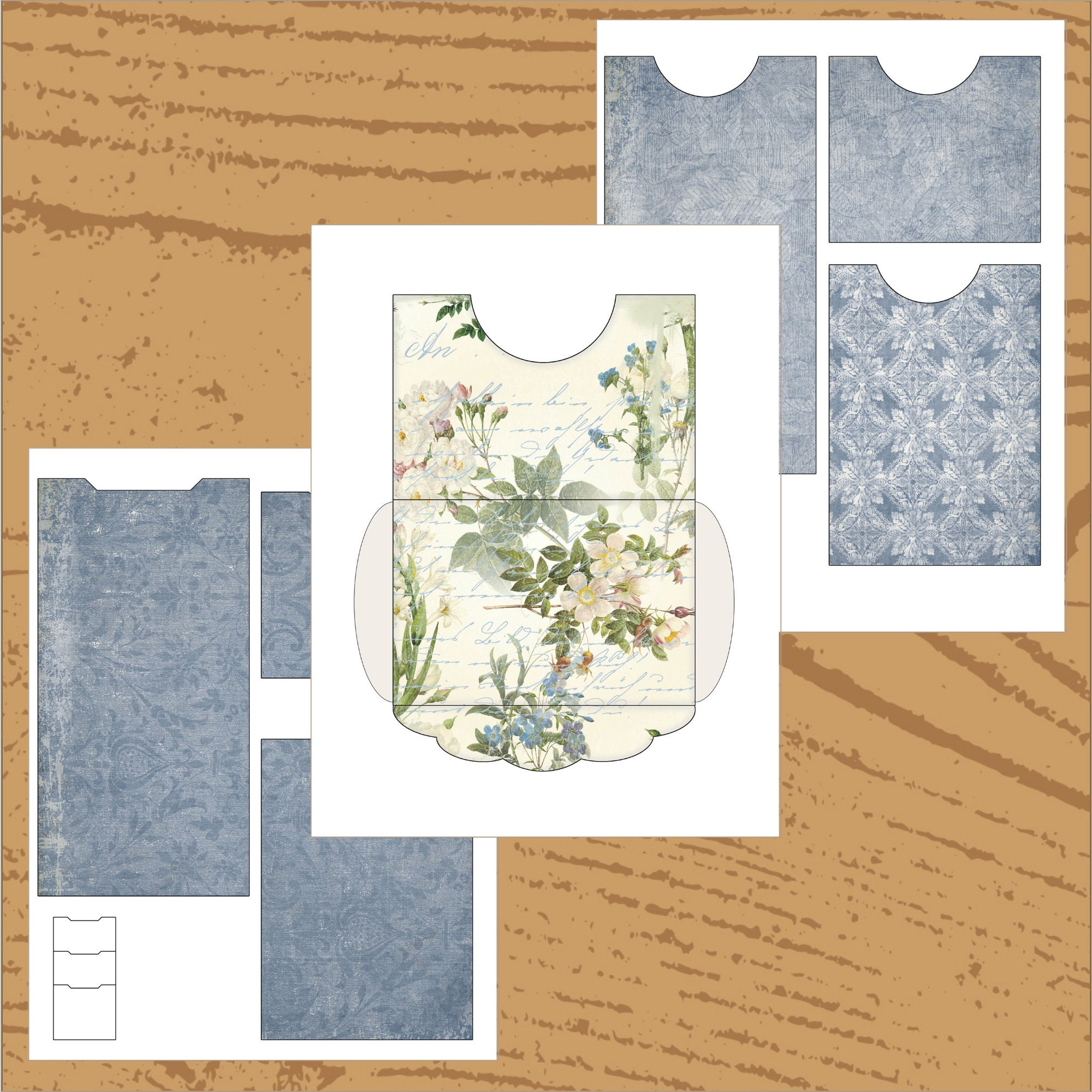 Blue Shabby Chic Junk Journal Kit Blue & Yellow Junk Journal Pockets ...
