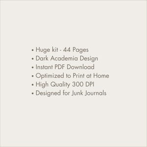 Dark Academia Printable Junk Journal Kit: Midnight Library Gothic ...