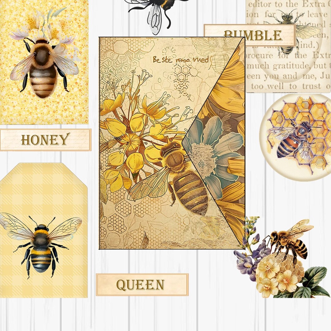 Bee Junk Journal Mini-folio Kit Small Folio Junk Journal Bee Fun ...