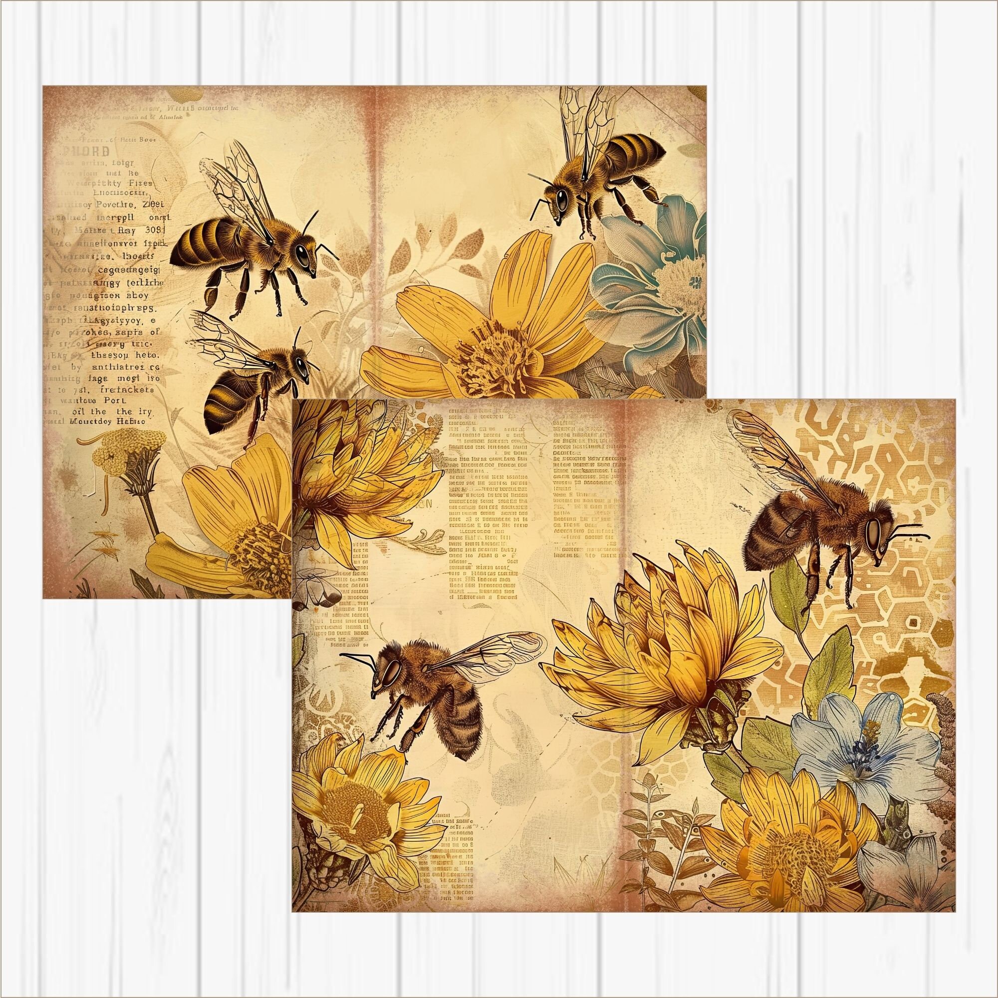 Junk Journal Bee Lined Paper Vintage Bee Signature Pages Antique Lined ...