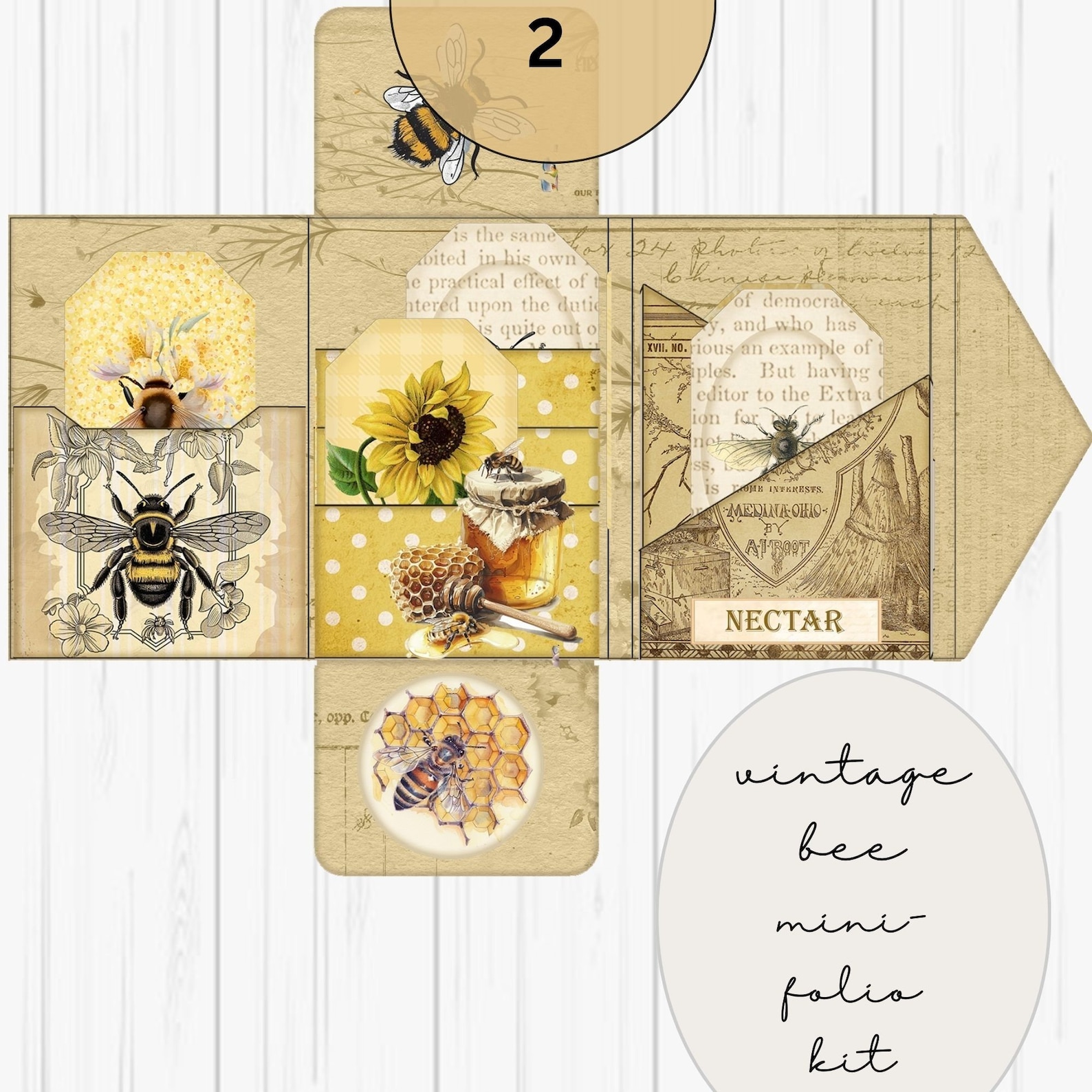 Bee Mega Bundle Junk Journal Kit - 7 Kits in One - Shabby Vintage Bee ...