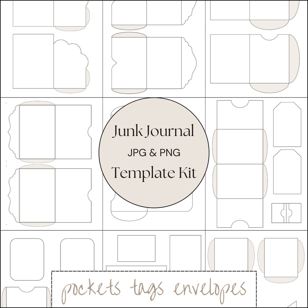 Junk Journal Blank Template Kit - 30+ Printable Templates for Pockets ...