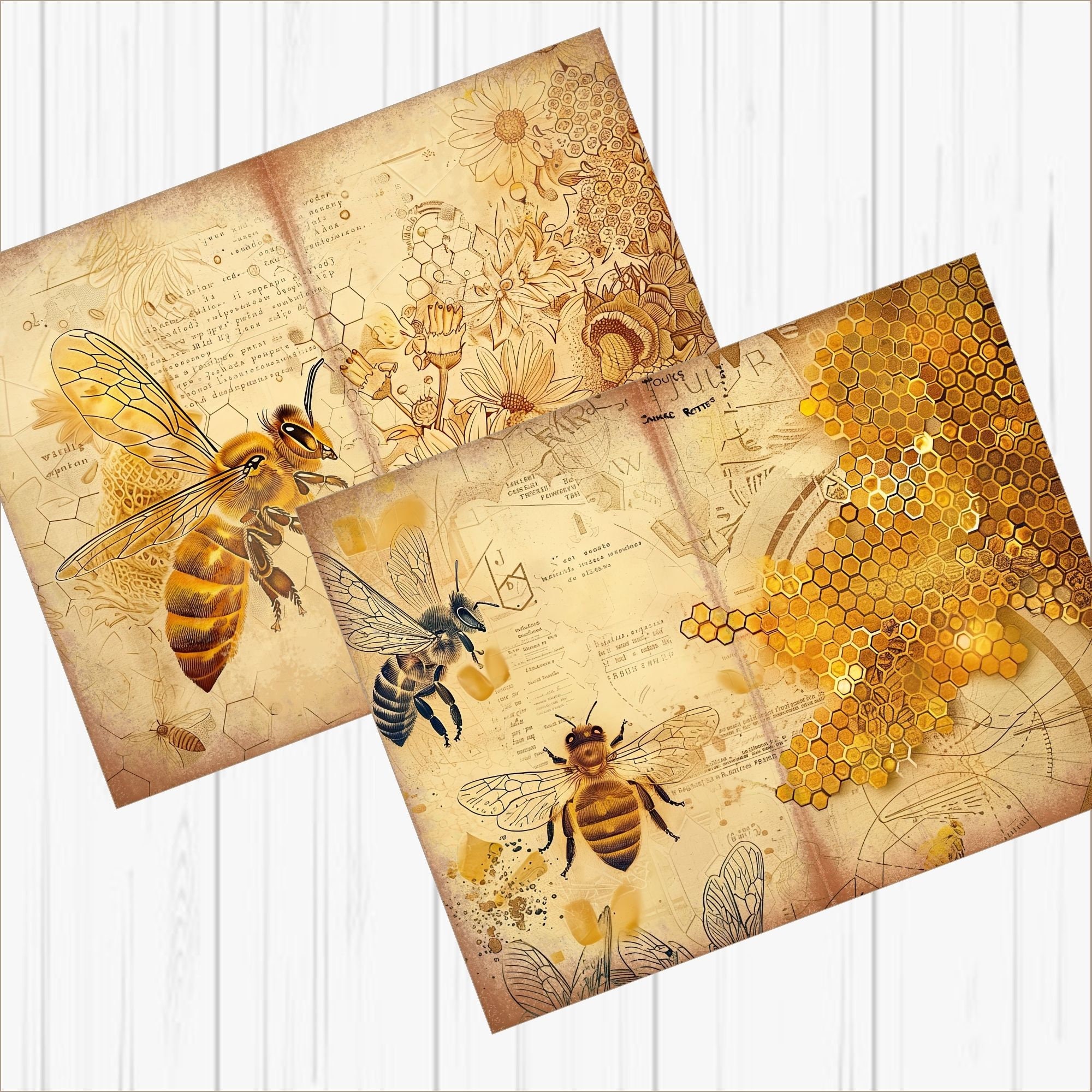 Junk Journal Bee Lined Paper Vintage Bee Signature Pages - Antique ...