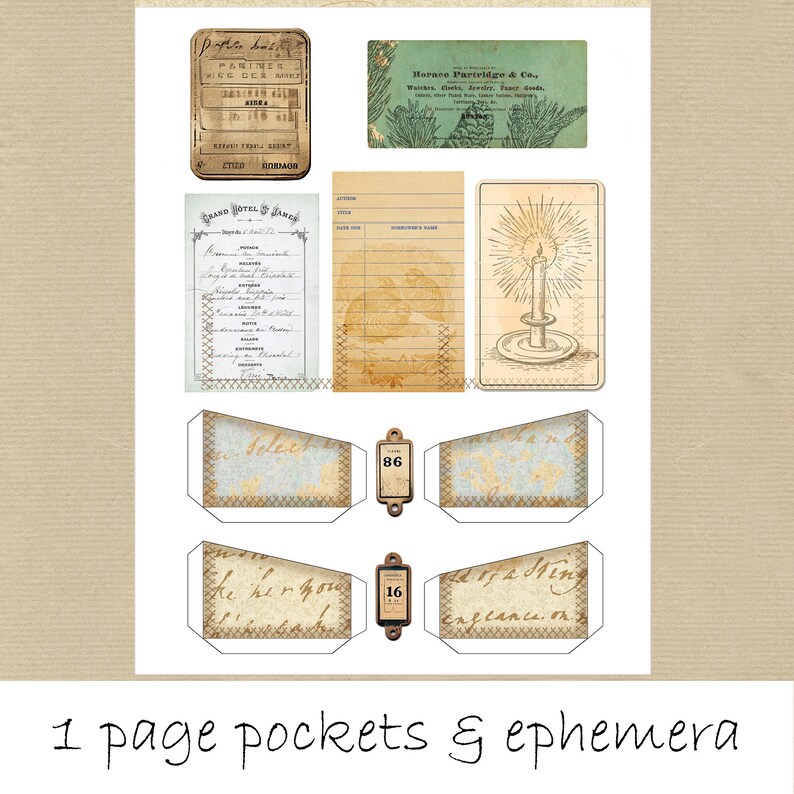 Loaded Pocket Tags Junk Journal Chunky Layering Tag Vintage Grungy ...