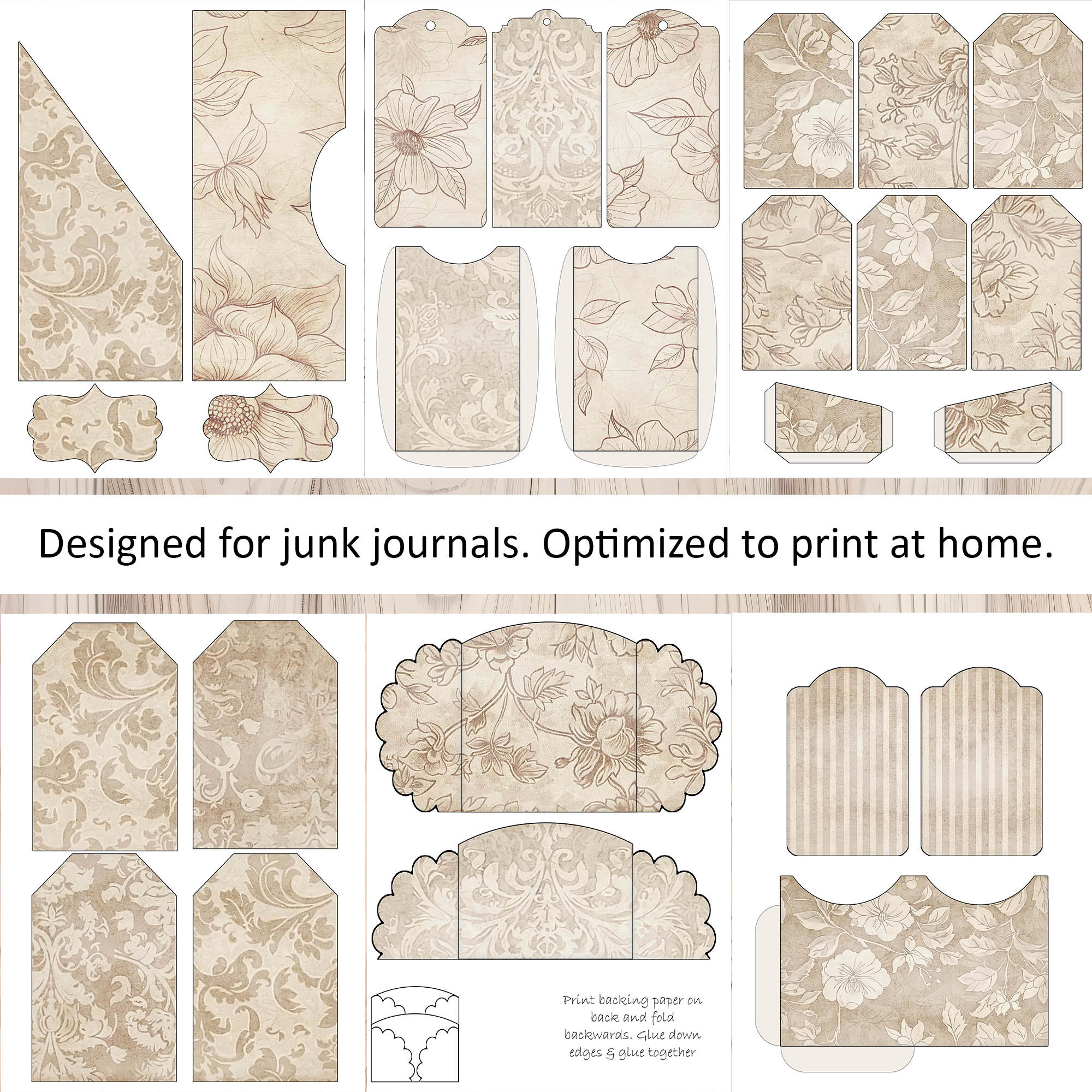 Neutral Pattern Junk Journal Kit Vintage Neutral Junk Journal Bundle ...