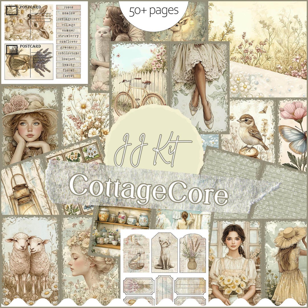 Cottagecore Junk Journal Kit Printable Countryside Journal Pages Meadow ...