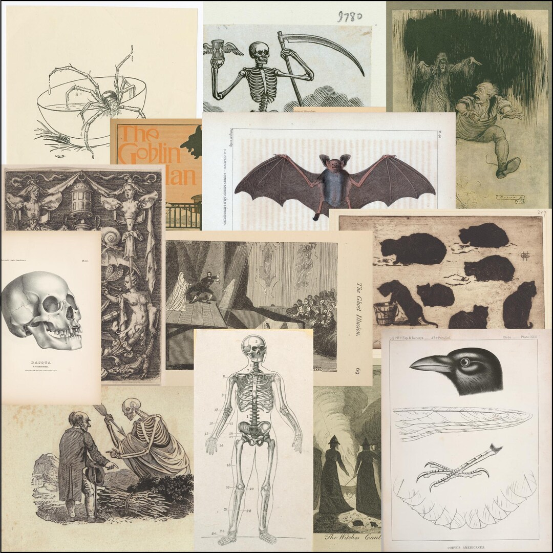 Vintage Halloween Ephemera Gothic Spooky Junk Journal Embellishments ...