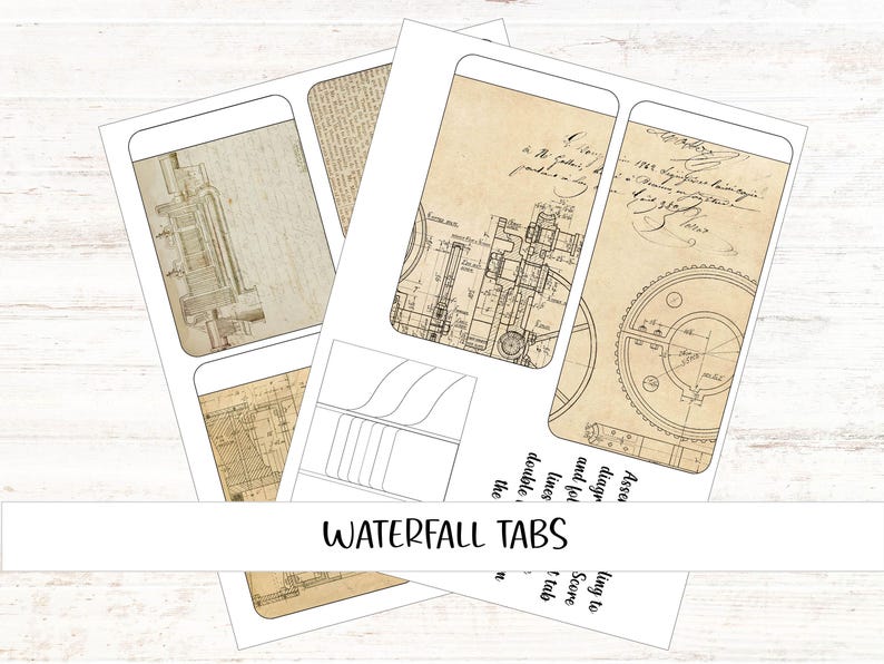 Mechanical Steampunk Trifold Tall Folio Industrial Vintage Waterfall ...