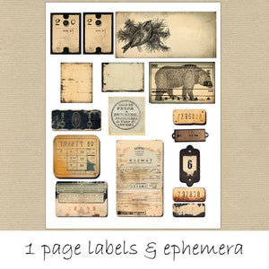 Loaded Pocket Tags Junk Journal Chunky Layering Tag Vintage Grungy ...