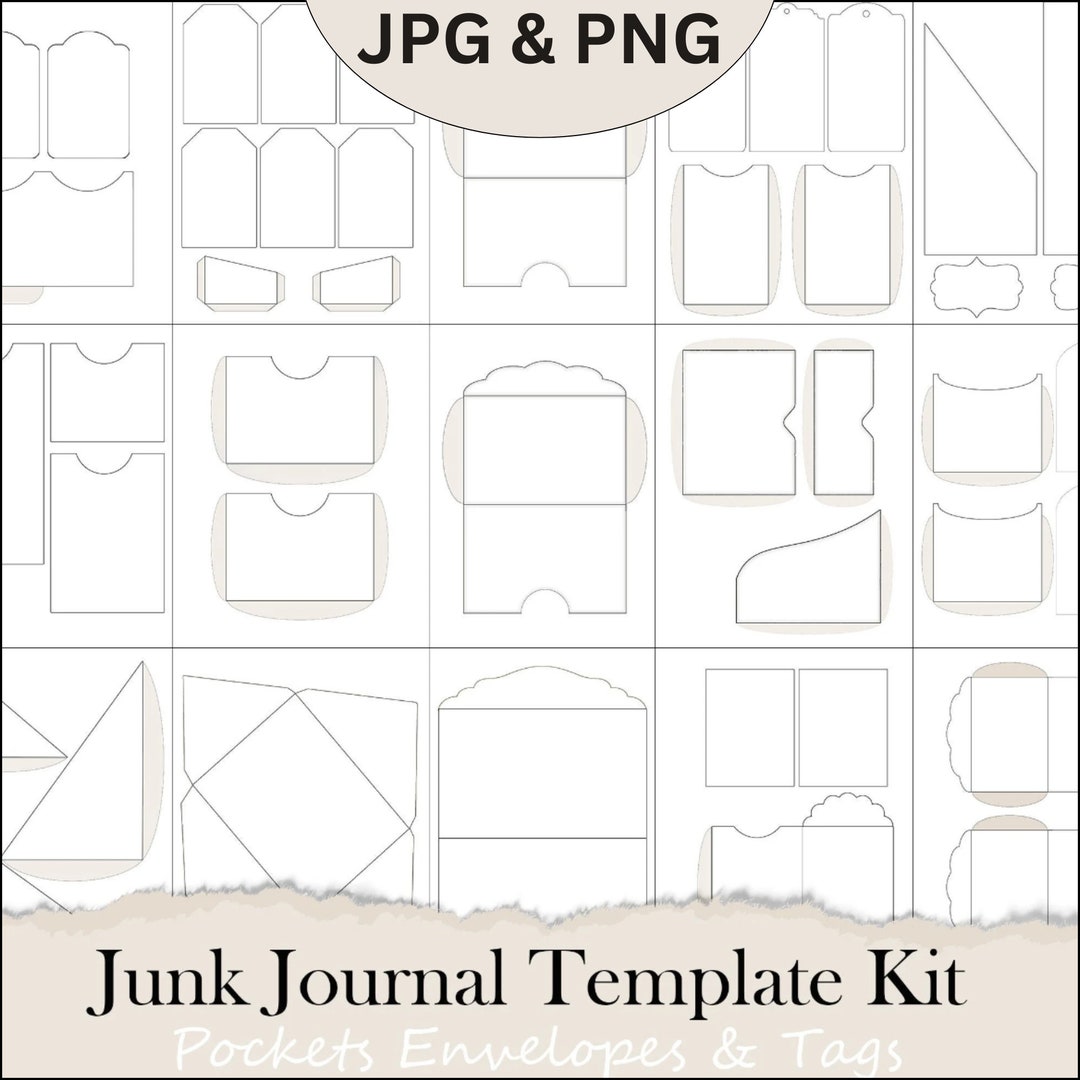 Junk Journal Template Kit - DIY Pockets, Tags & Envelopes - Digital ...