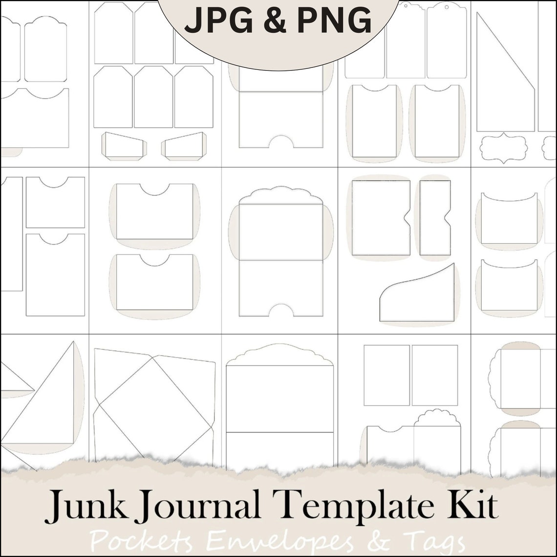 Junk Journal Template Kit DIY Pockets, Tags & Envelopes Digital ...