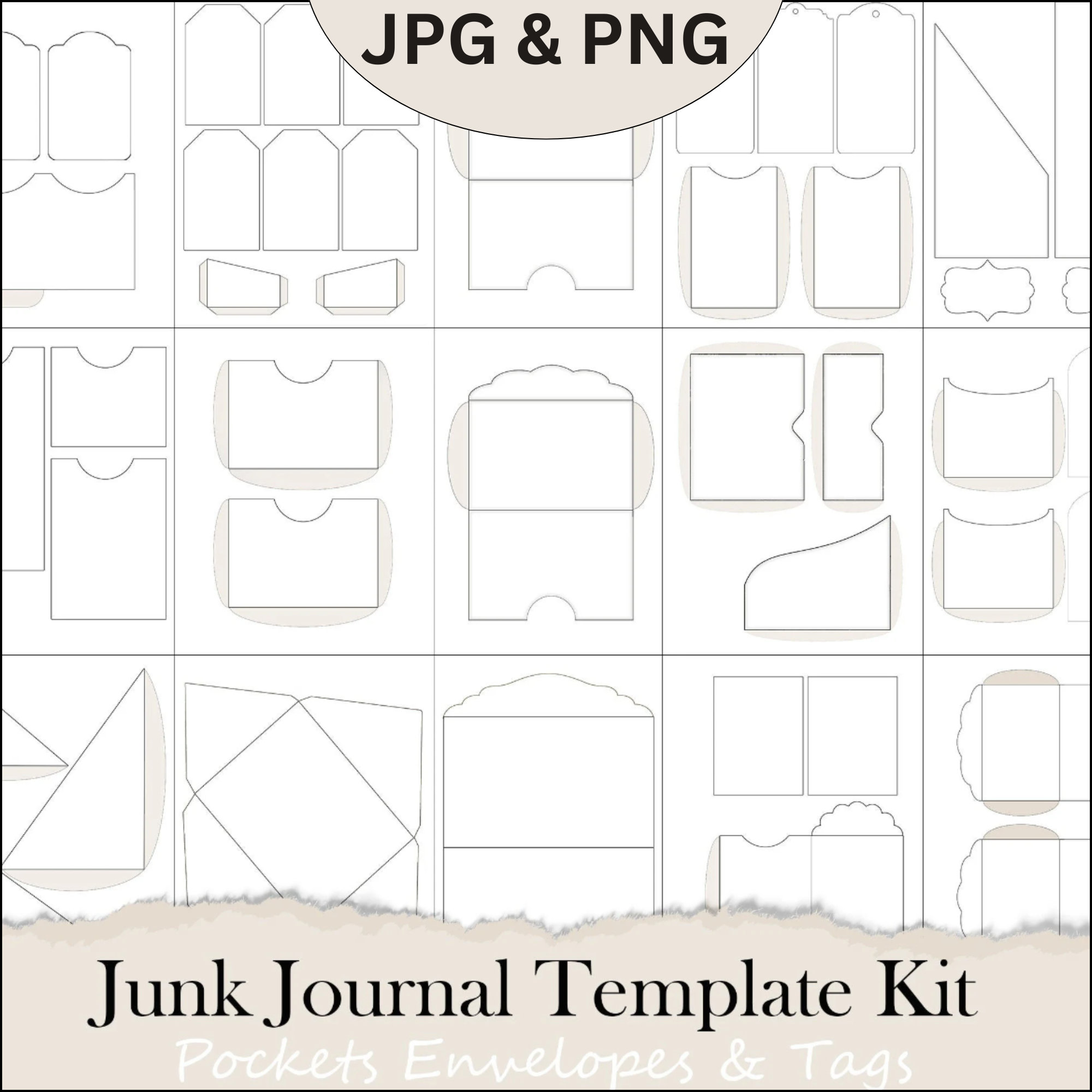 Junk Journal Template Kit DIY Pockets, Tags & Envelopes Digital ...