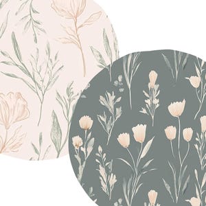 Neutral Floral Digital Paper Muted Flower Boho Pattern Botanical ...