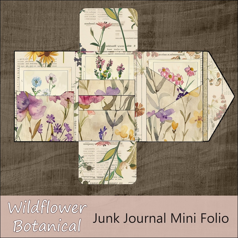 Botanical Mini Folio Junk Journal Kit Wildflower Floral Mini-folio ...