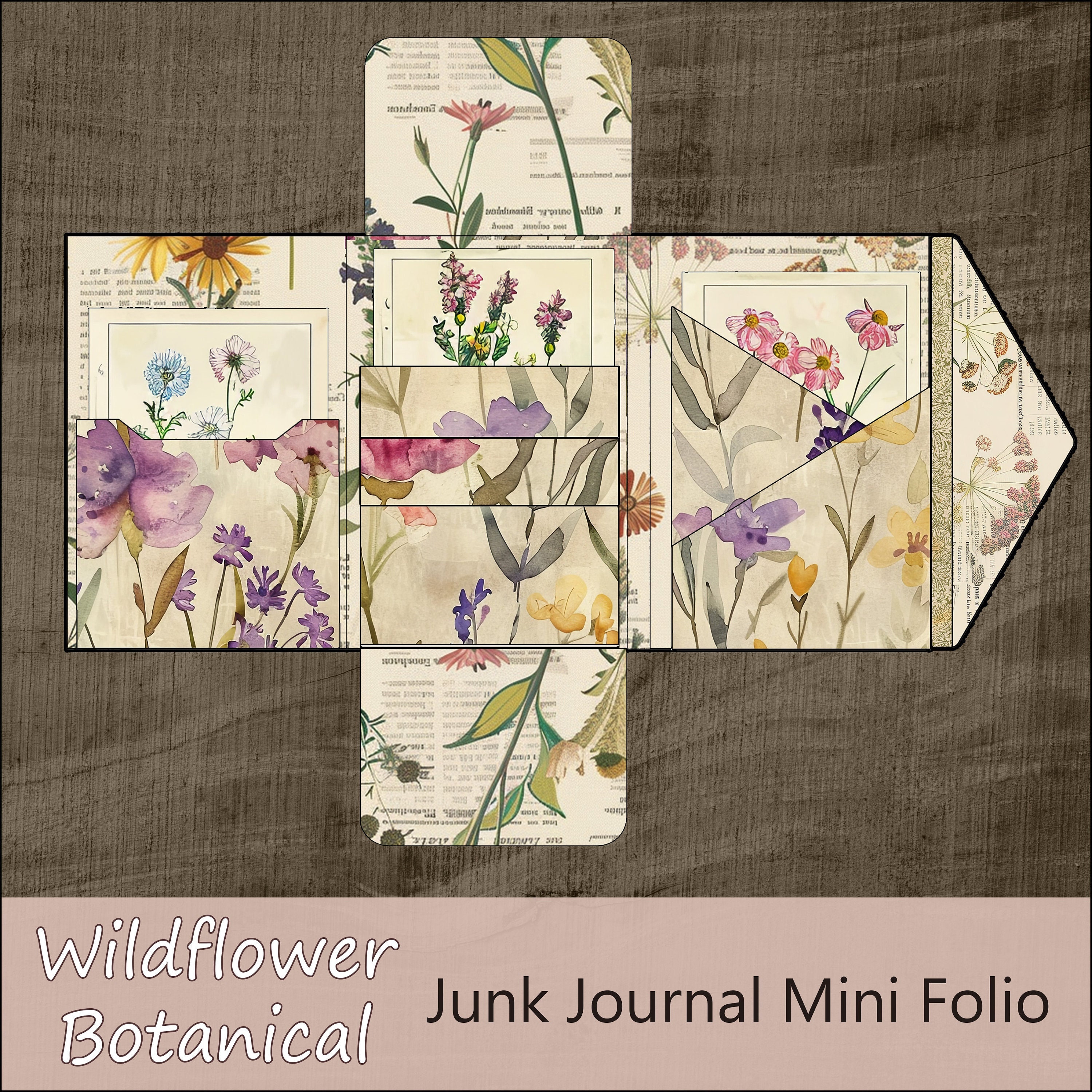Botanical Mini Folio Junk Journal Kit Wildflower Floral Mini-folio ...