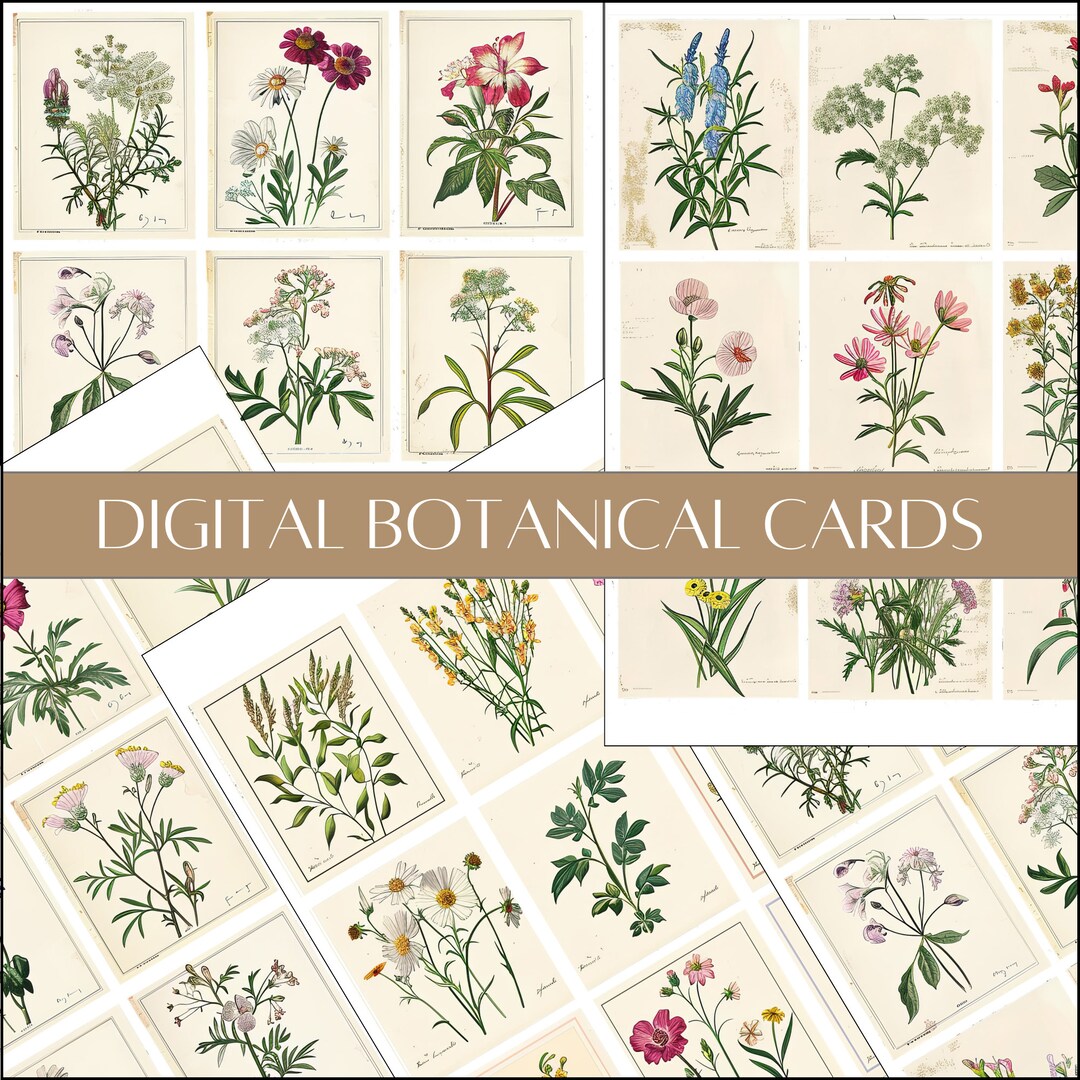 Botanical Junk Journal Digital Ephemera Wildflower Specimen Cards ...