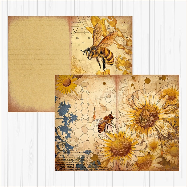 Junk Journal Bee Lined Paper Vintage Bee Signature Pages Antique Lined ...