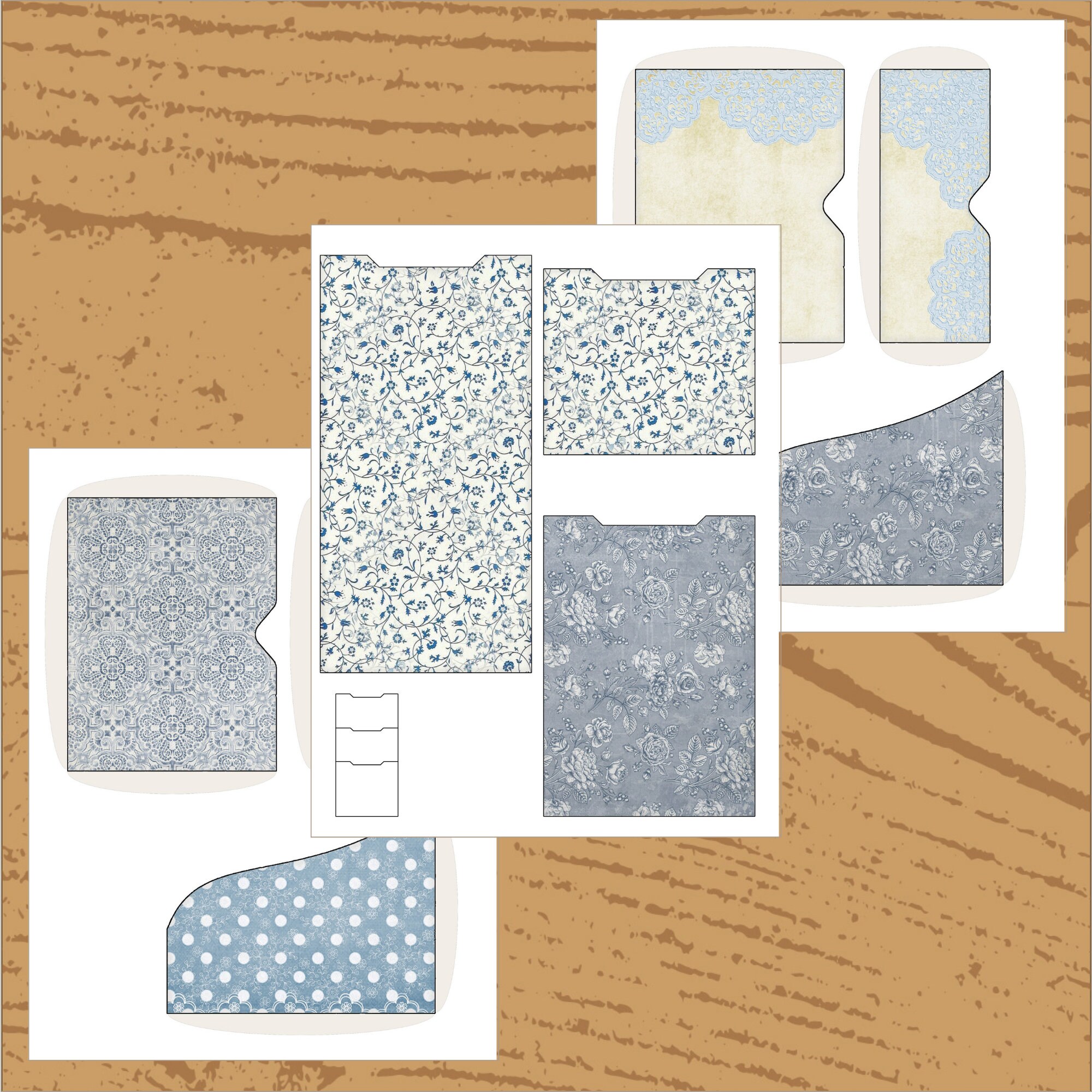 Blue Shabby Chic Junk Journal Kit Blue & Yellow Junk Journal Pockets ...