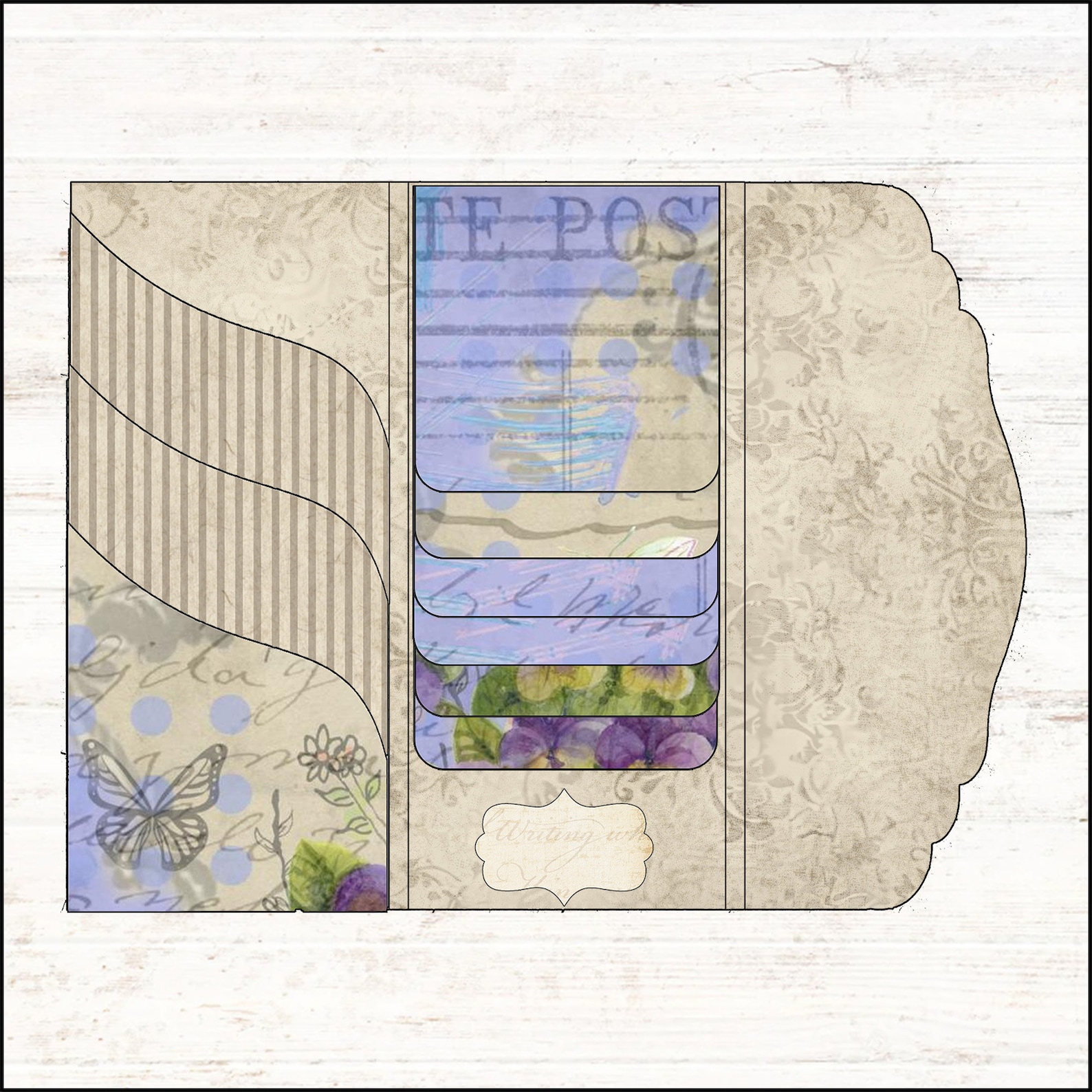 Junk Journal Waterfall Folio Neutral Tall Trifold Shabby Junk Journal ...
