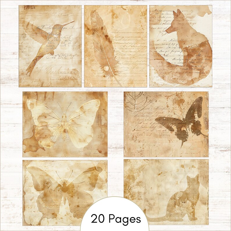 Coffee Dyed Junk Journal Paper, Coffee Stained Junk Journal Pages ...