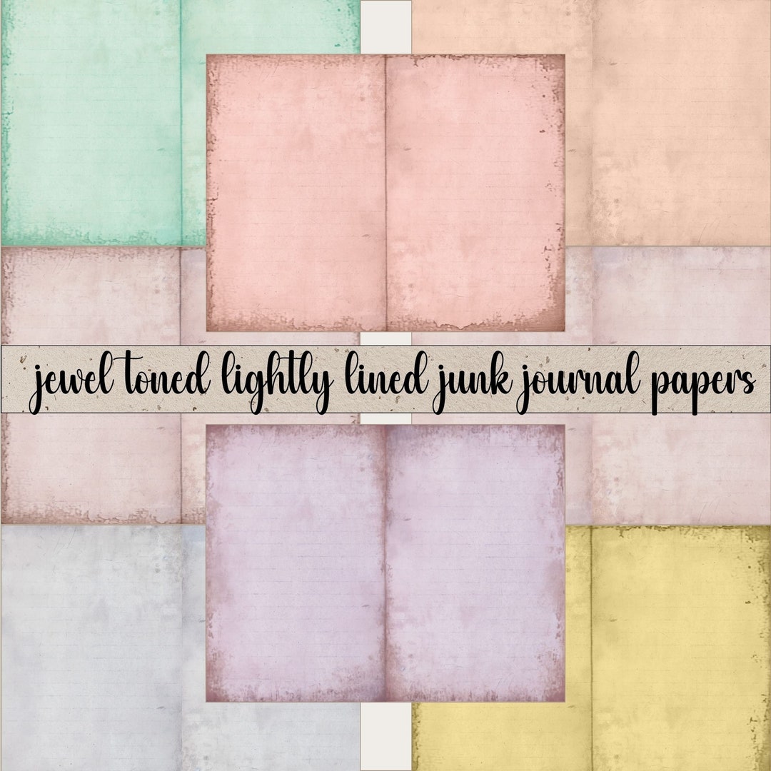 Lined Colored Junk Journal Pages Rainbow Colors Digital Paper - Blue ...