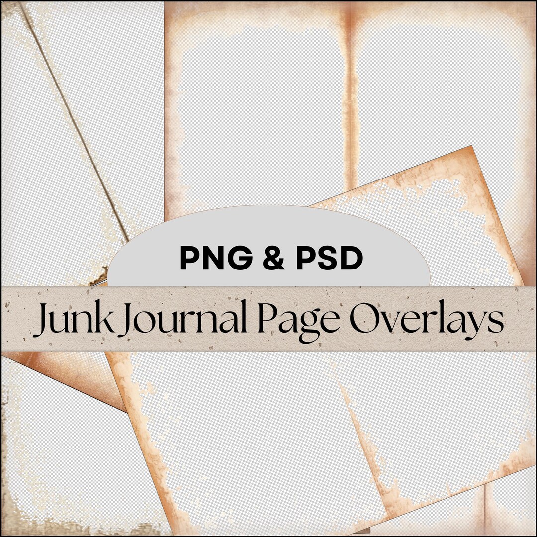 Junk Journal Paper Template Photoshop PSD & PNG Overlay Printable ...