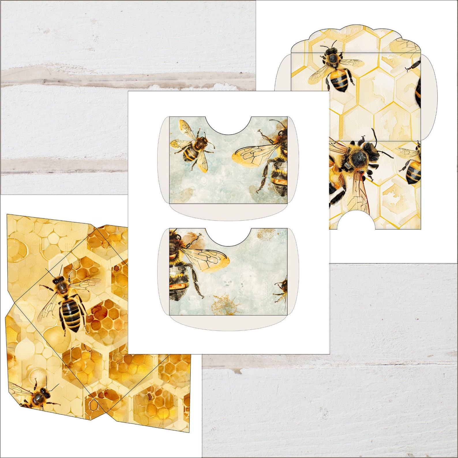 Honey Bee Junk Journal Kit Bee Pockets Tags Envelopes Bundle - Vintage ...