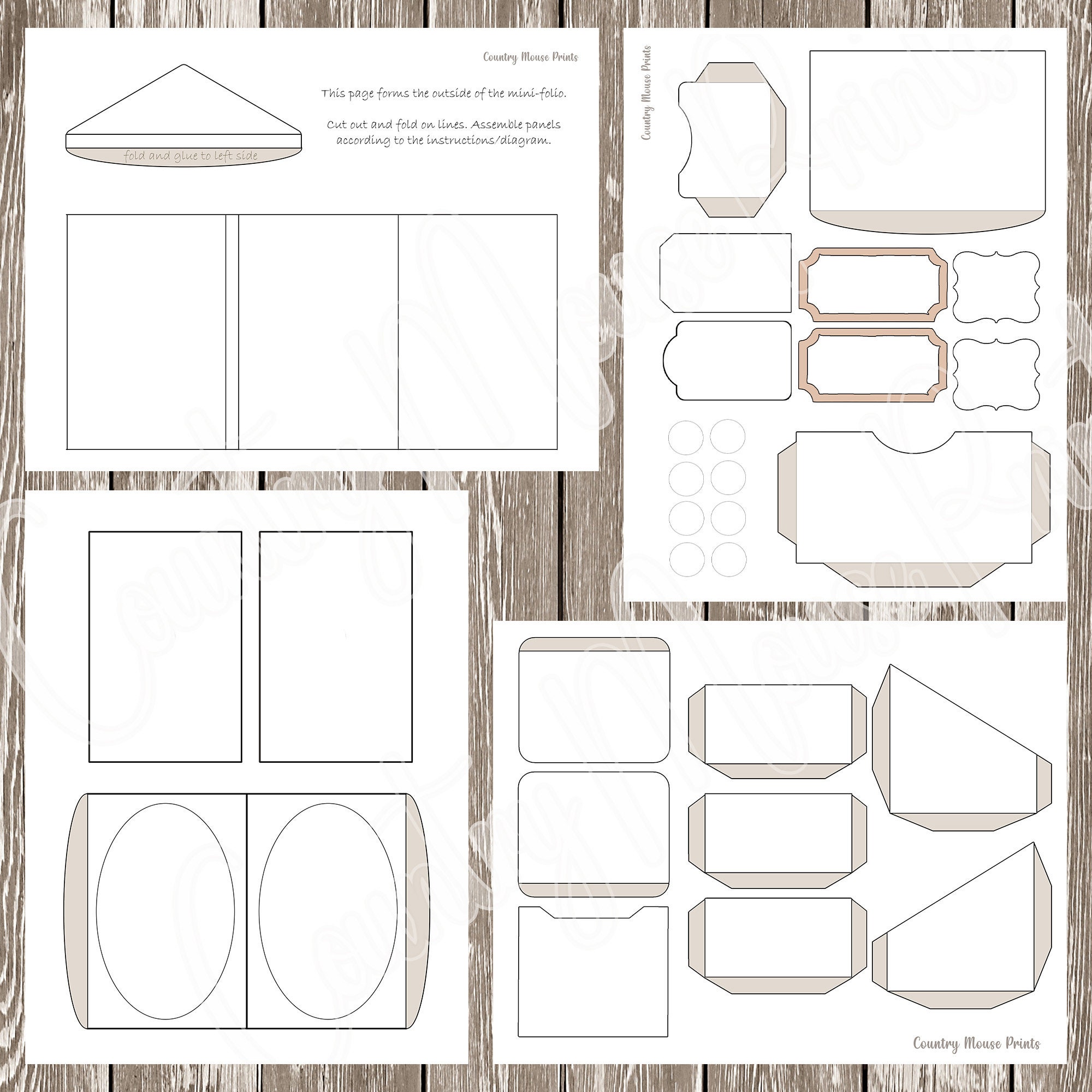 Mini Folio Template: Junk Journal Printable Blank JPG & Pngs for DIY ...