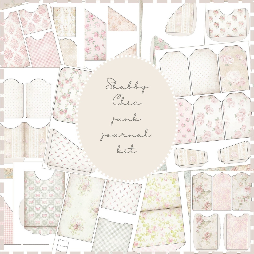 Shabby Chic Junk Journal Kit - Country Scrap Pockets Tags Envelopes ...