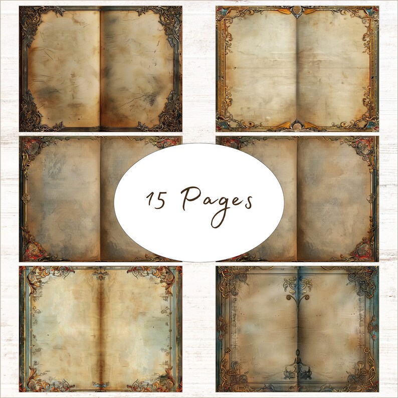 Magical Fantasy Antique Junk Journal Kit Digital Pages Grunge Old Paper ...