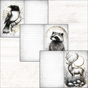 Dark Forest Junk Journal Kit Night Woodland Animals Lined Journal Pages ...