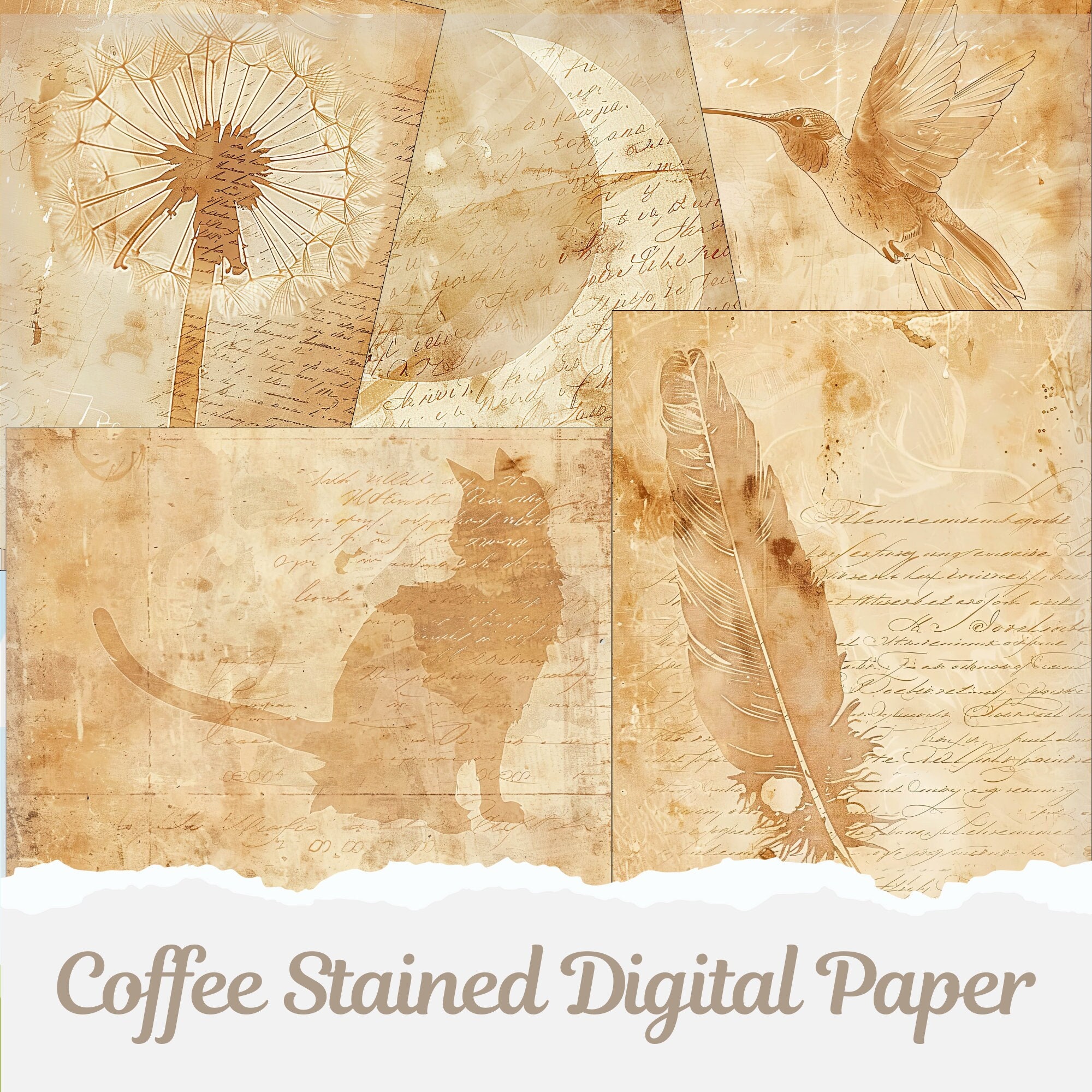 Coffee Dyed Junk Journal Paper, Coffee Stained Junk Journal Pages ...