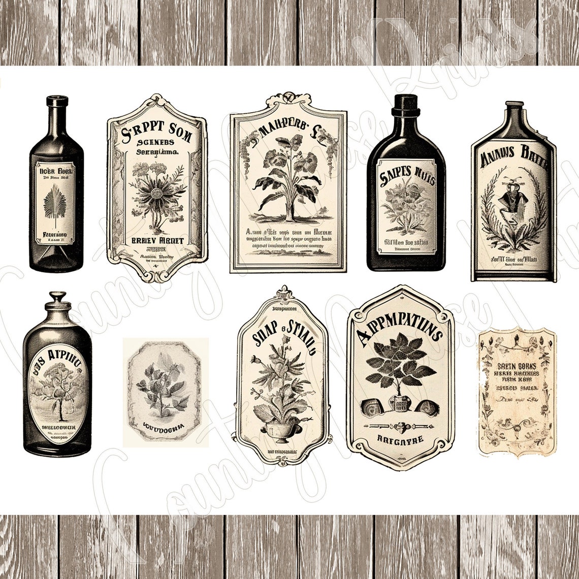 Vintage Junk Journal Label Ephemera Stamps Grungy Apothecary - Etsy