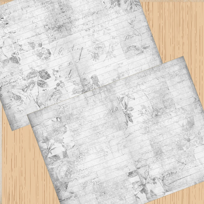 Black & White Junk Journal Paper, Black and White Shabby Chic Junk ...