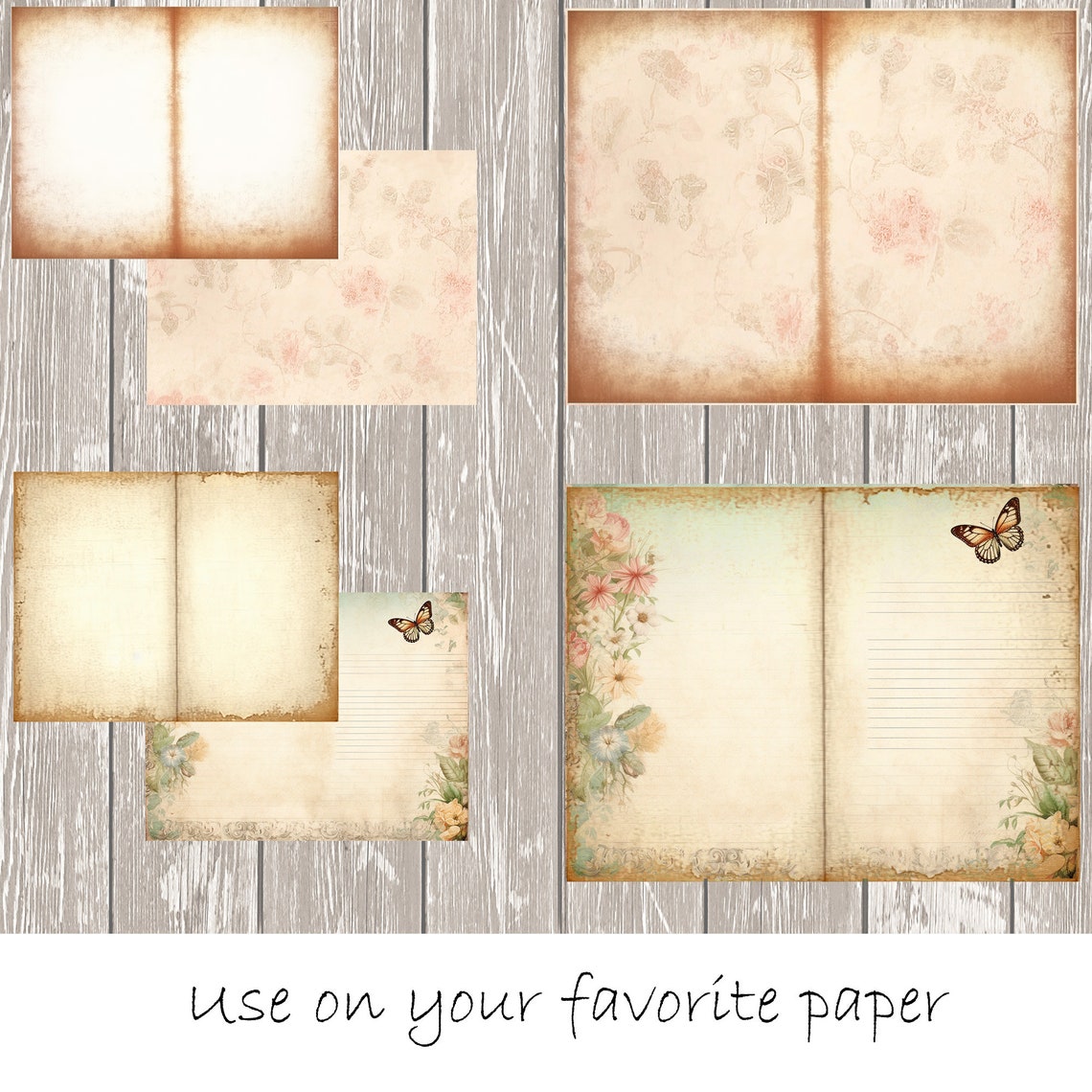 Junk Journal Page Spread Overlay Printable Template Junk Journal Page ...