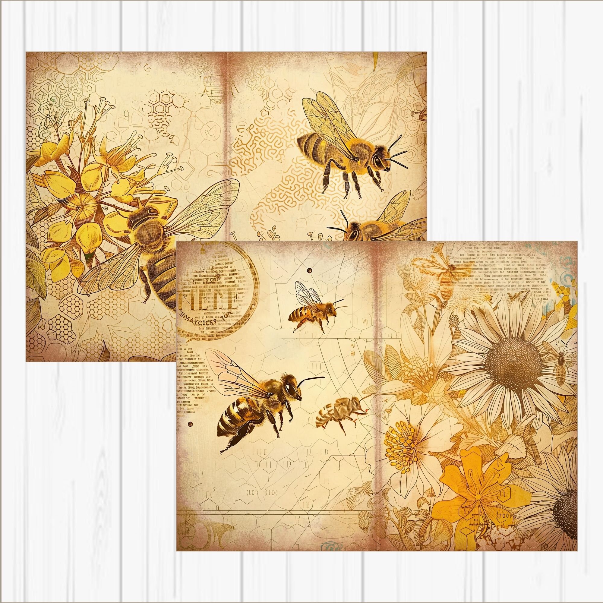 Junk Journal Bee Lined Paper Vintage Bee Signature Pages Antique Lined ...
